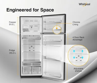 Whirlpool Intellifresh 440L Convertible Double Door Refrigerator ...