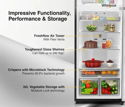 Whirlpool Intellifresh 440L Convertible Double Door Refrigerator ...